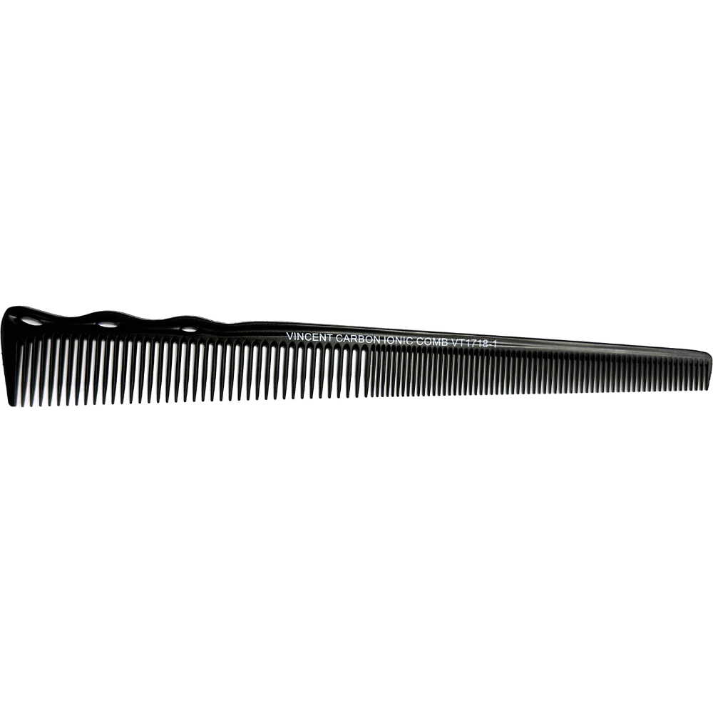 Vincent Carbon Narrow Tapering Comb 9” VT1718-1 — WB Barber Supply