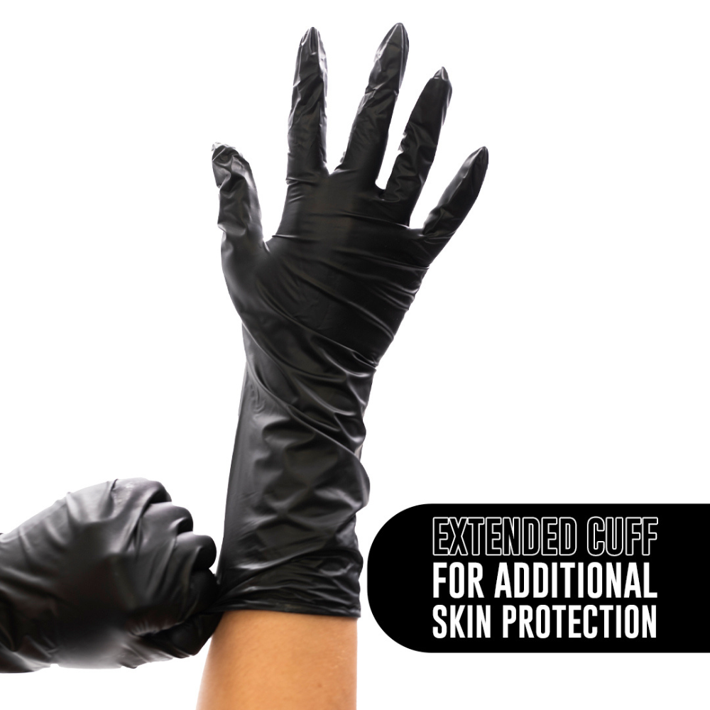 Colortrak Black Vinyl EXTENDED CUFF Gloves — WB Barber Supply